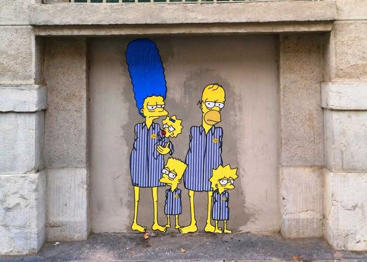 Cutting Simpsons Mural In Front Of Iranian Consulate In Italy Defaced ...
