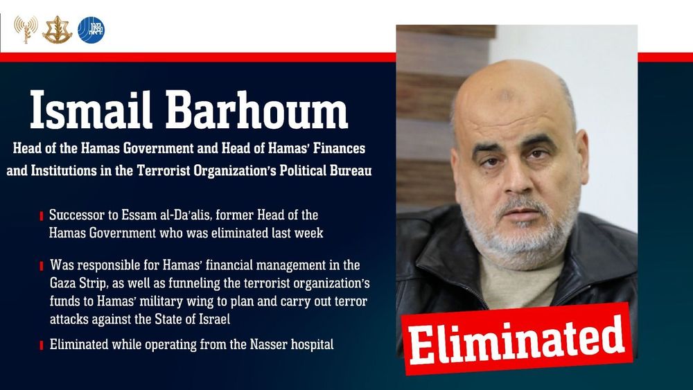 IDF Eliminates Hamas Financial Chief, New Head Of Gov't, In Khan Yunis ...