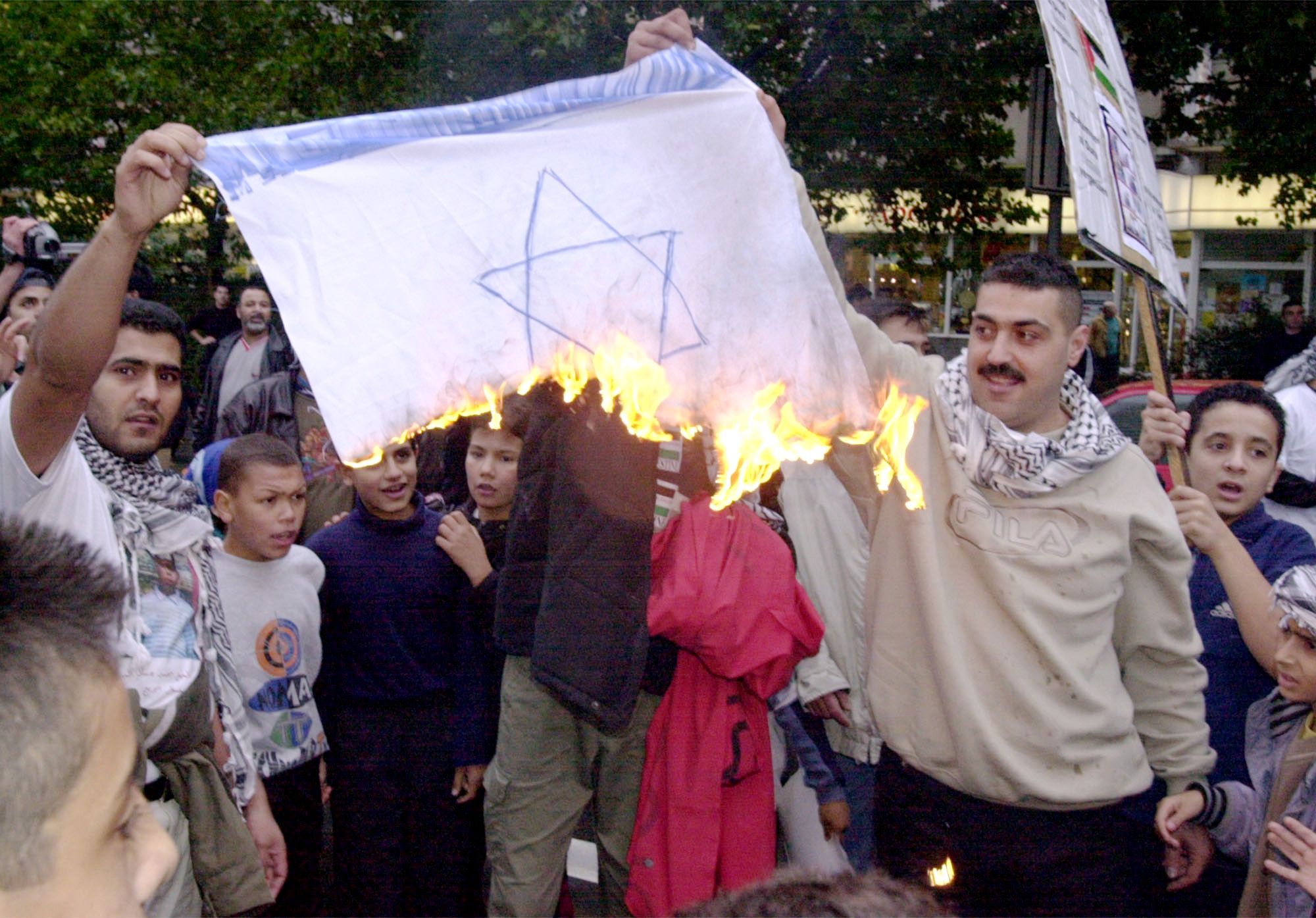 burning germany flag